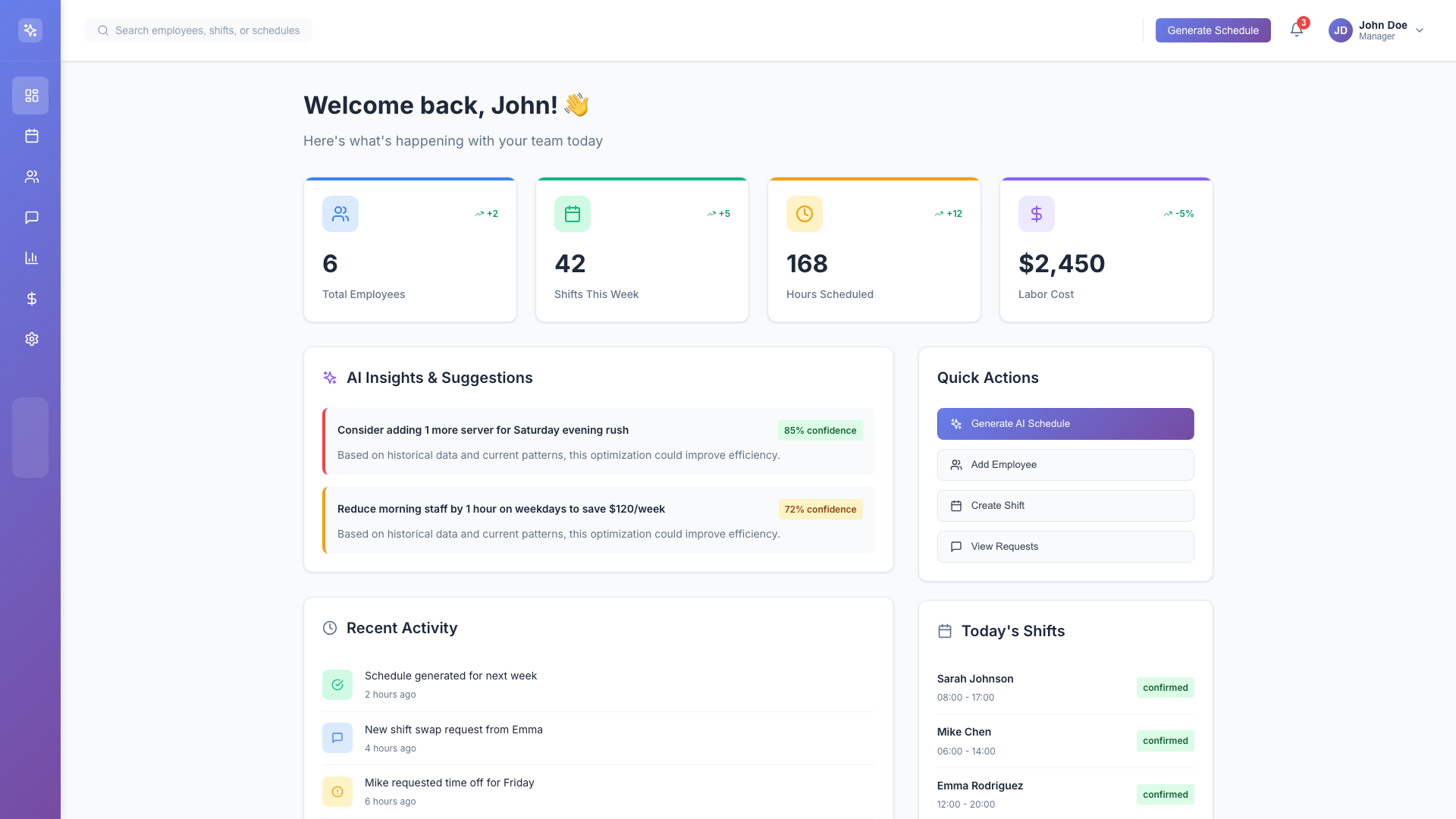 EasyShift AI - AI-Powered Employee Scheduling for Small Businesses